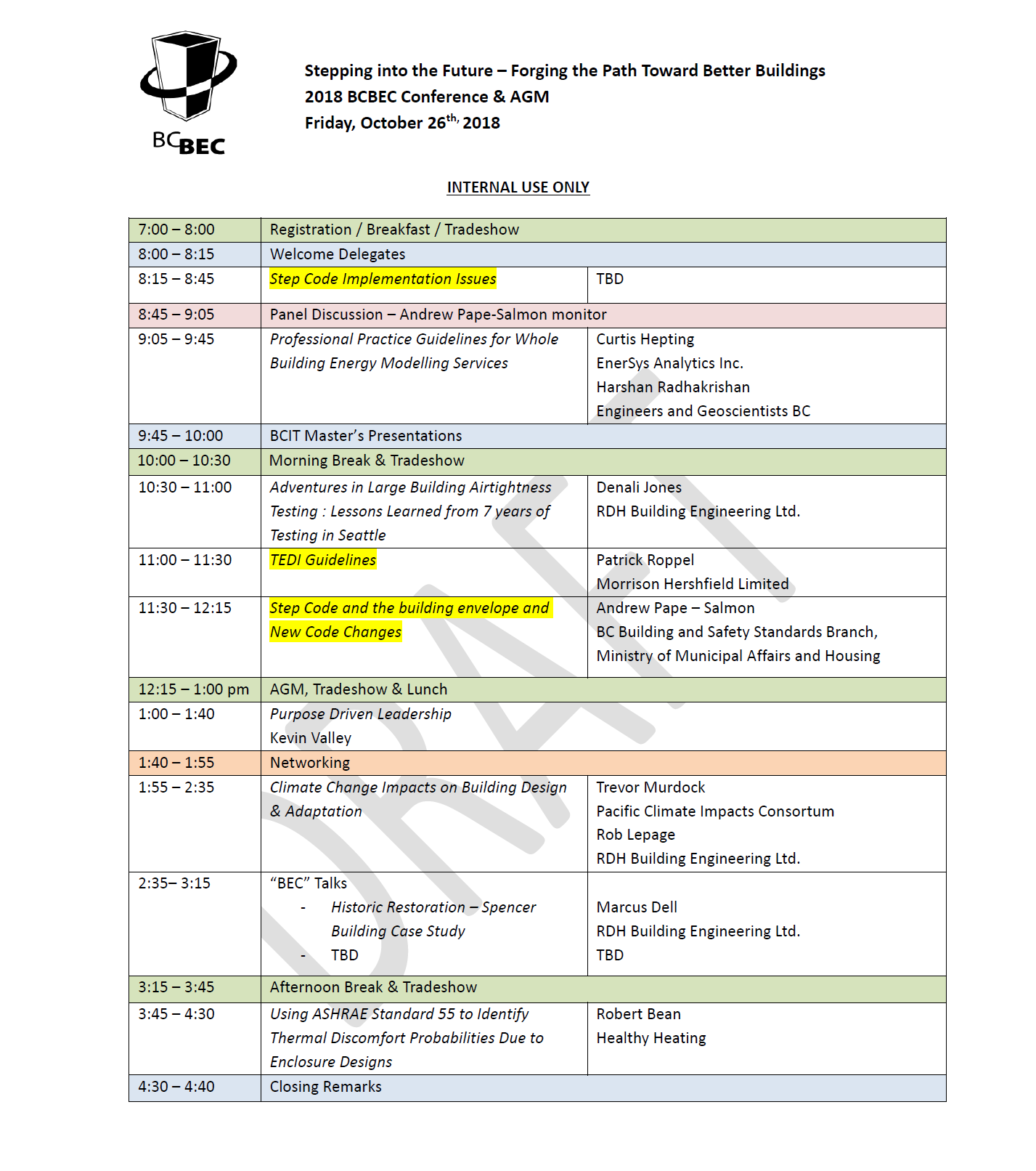 TEMPORARY PROGRAM - BCBEC